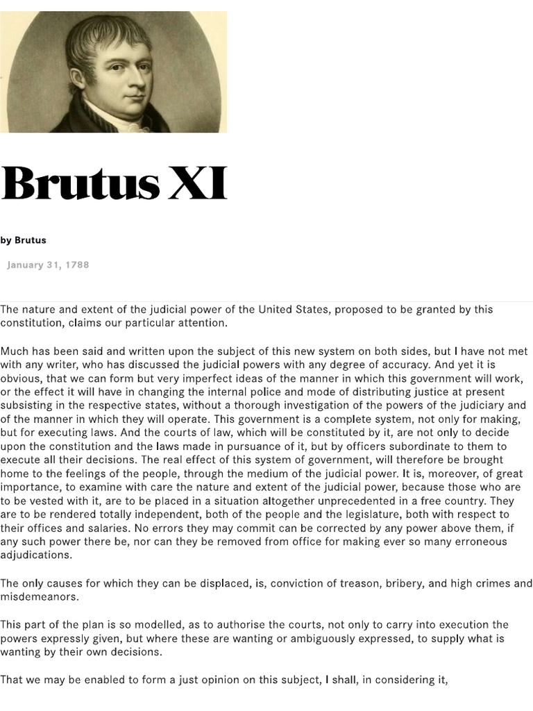 Brutus XI - Anti Federalist Papers | PDF