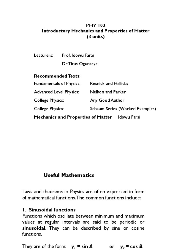PHY 102 Lecture 1 | PDF