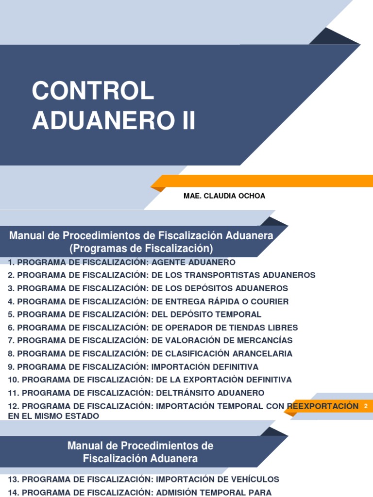 Presentacion 6 Control Aduanero II. | PDF | aduana | Contralor