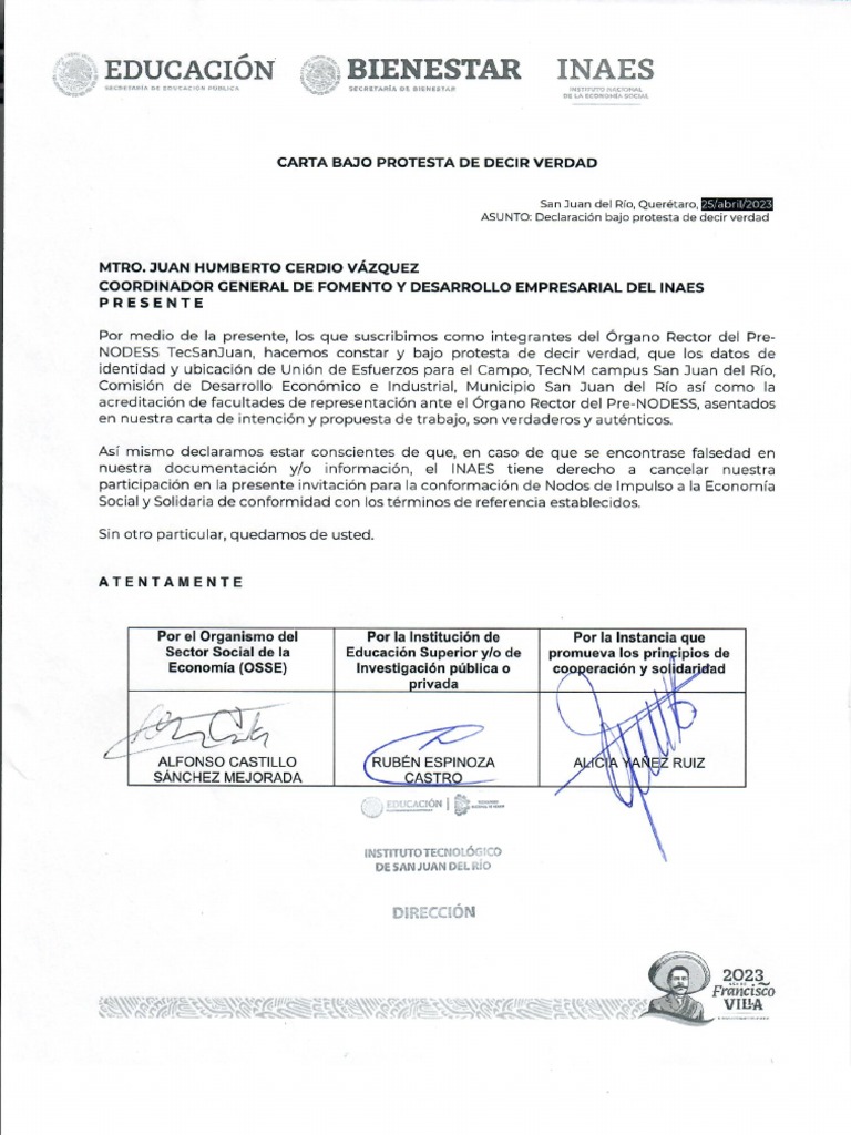 Ejemplo de CARTA DE PROTESTA | PDF