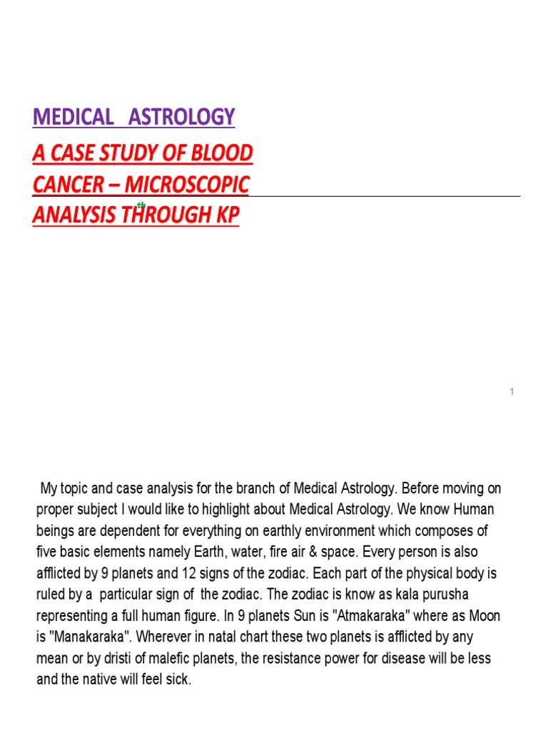 Medical Astrology_a Case Study of Blood Cancer_through KP | PDF | Planets In Astrology ...