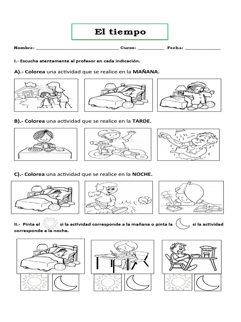 Actividades de Tiempo para Primero Básico | PDF