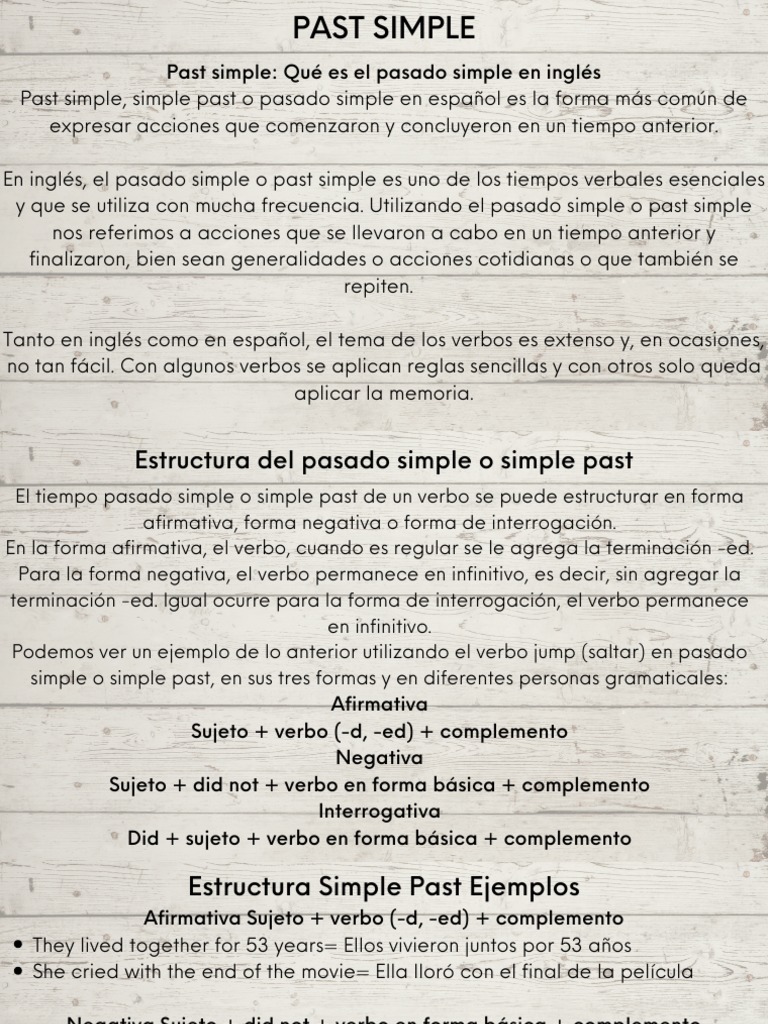 Past Simple | PDF | Verbo | Morfología Lingüística