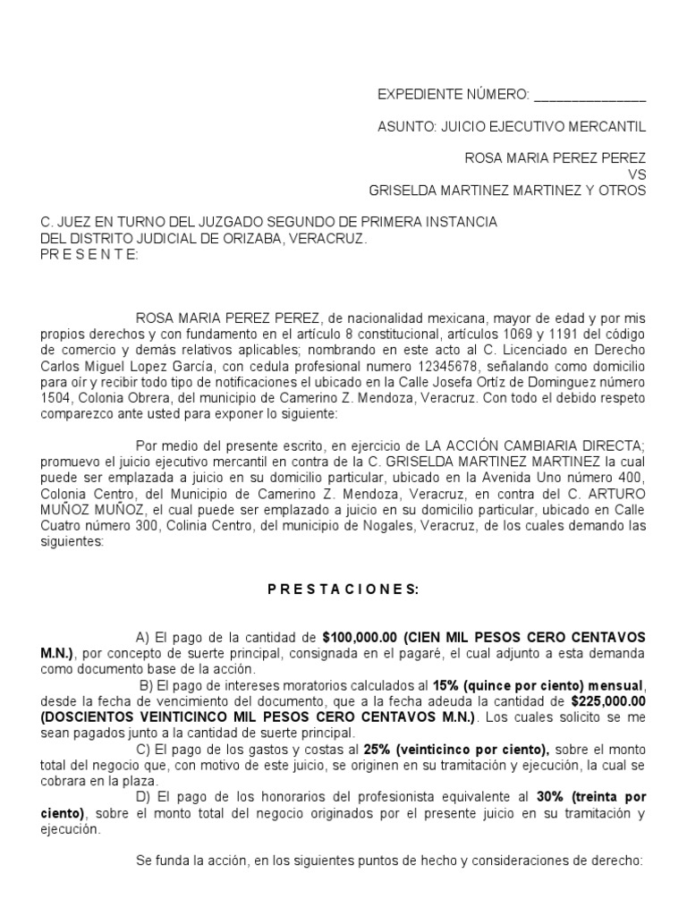 Demanda Materia Derecho Mercantil | PDF | Demanda judicial | Testigo ...