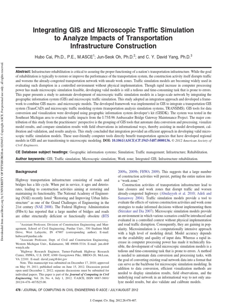 Integrating GIS and Microscopic Traffic Simulation To Analyze Impacts ...