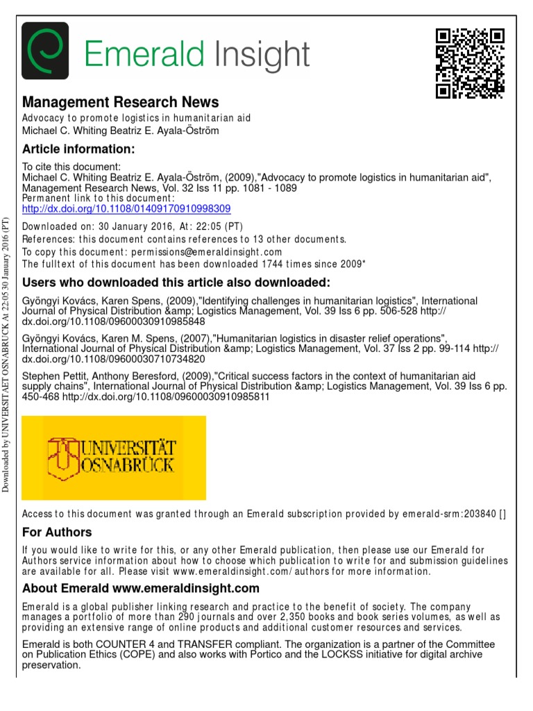 (ARTIGO) WHITING, Michael OSTROM, Beatriz. Advocacy To Promote ...