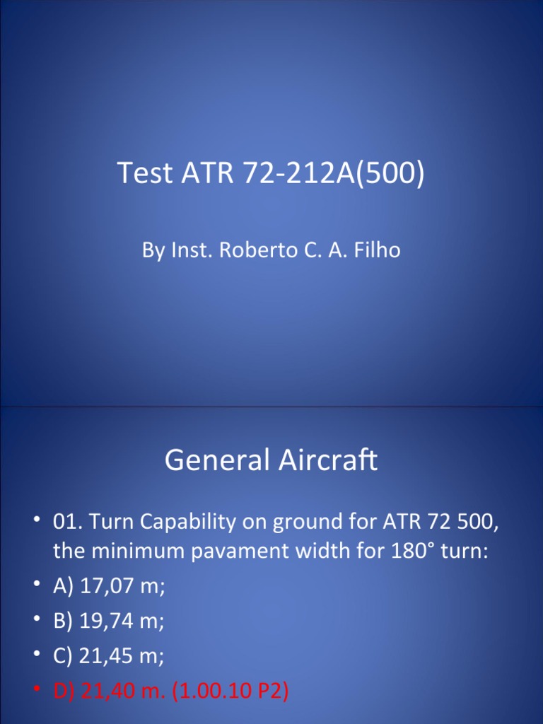 Test - ATR 72-500 (Respostas) | PDF | Power Inverter | Alternating Current