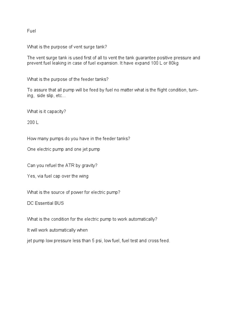 Questions - Fuel, Electrical ACW, Power Plant | PDF | Pump | Jet Engine