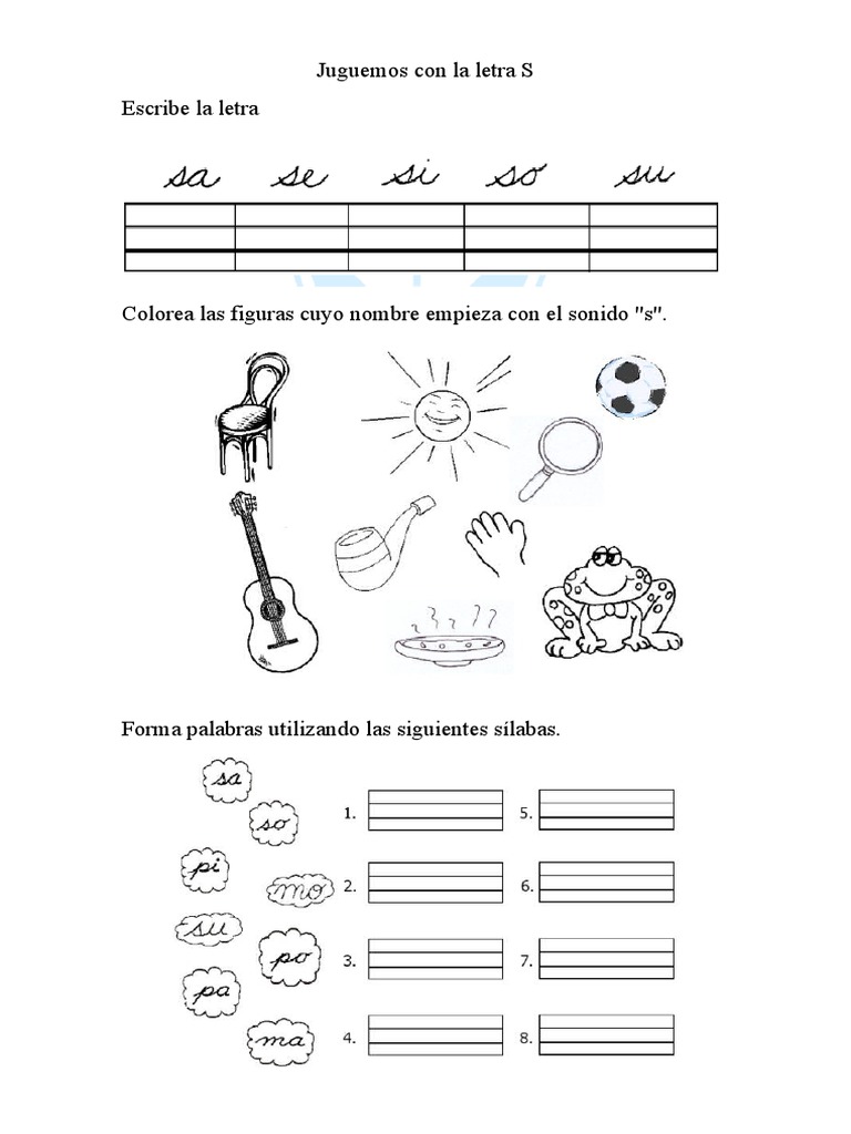 Juguemos Con La Letra Ss | PDF | Ficción general