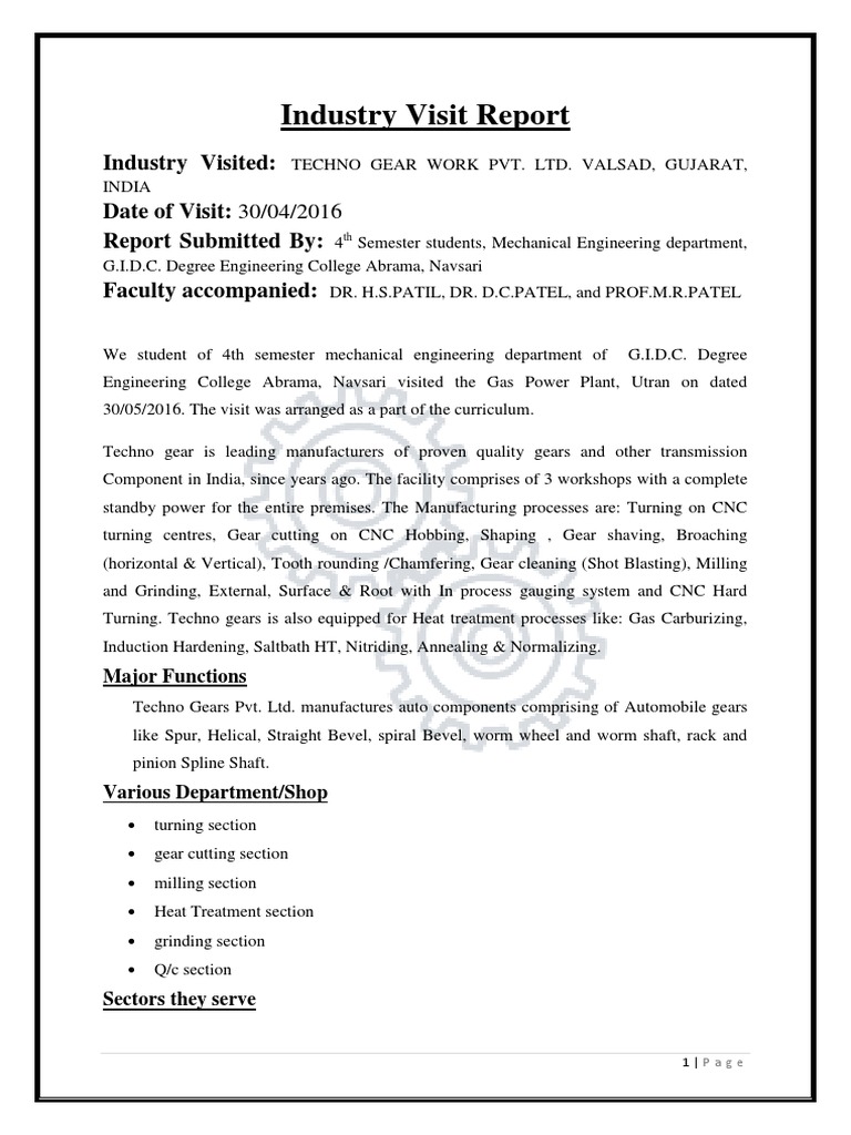 Techno Gear Work Pvt. Ltd. Valsad - 30 - 04 - 2016 | PDF