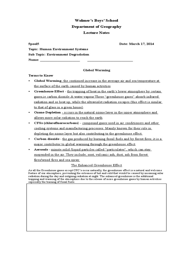 Global Warming Notes | PDF | Greenhouse Effect | Climate Change