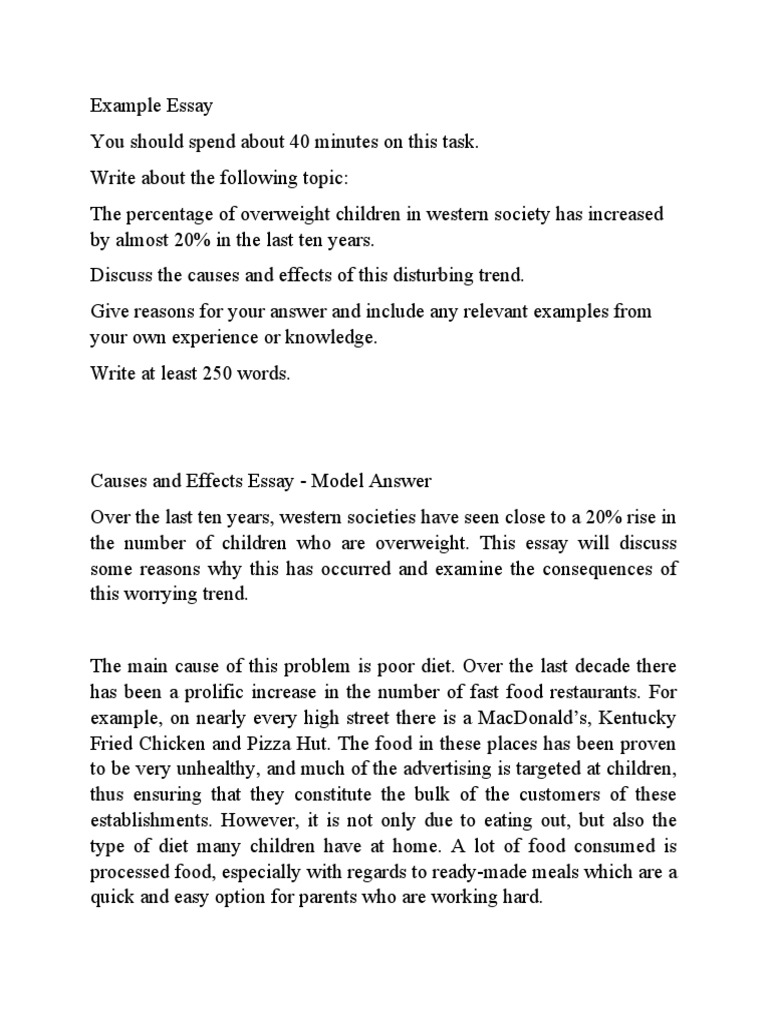 Cause & Effect Essays | PDF | Obesity | Sleep Cause & Effect Essays | PDF | Obesity | Sleep