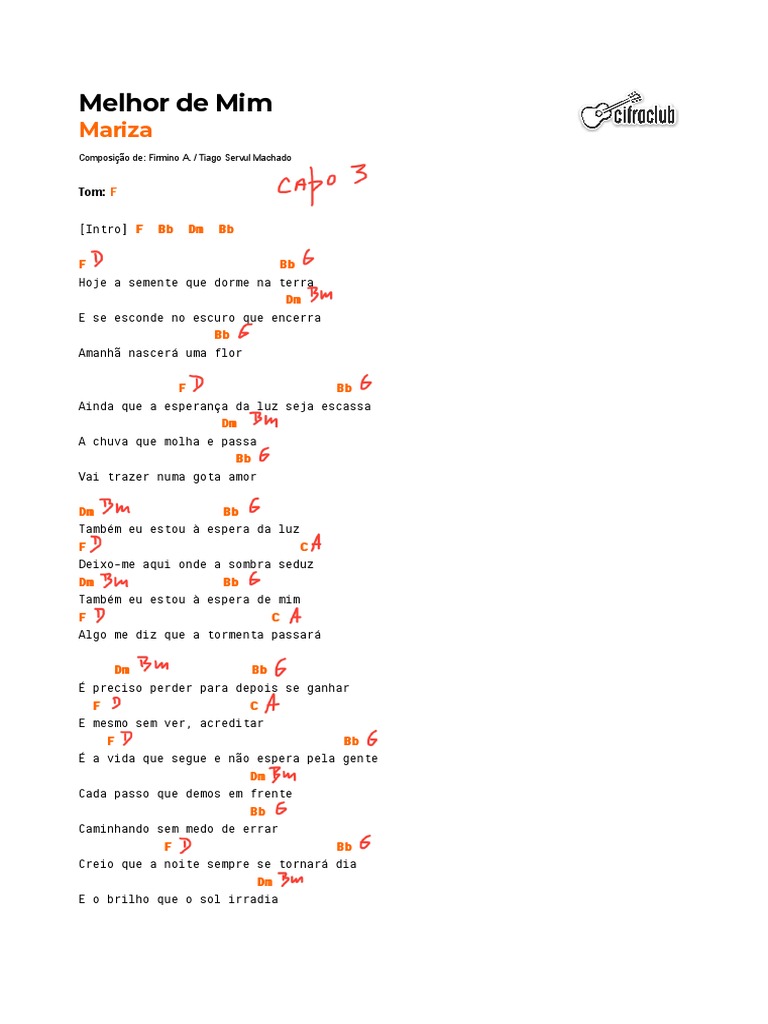 Cifra Club - Mariza - Melhor de Mim | PDF