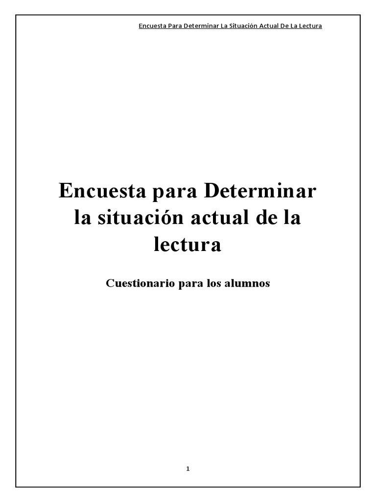 Encuesta para Determinar La Situación Actual de La Lectura | PDF ...