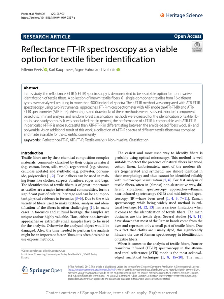 Reflectance FT-IR Spectroscopy As A Viable Option | PDF | Textiles | Rayon