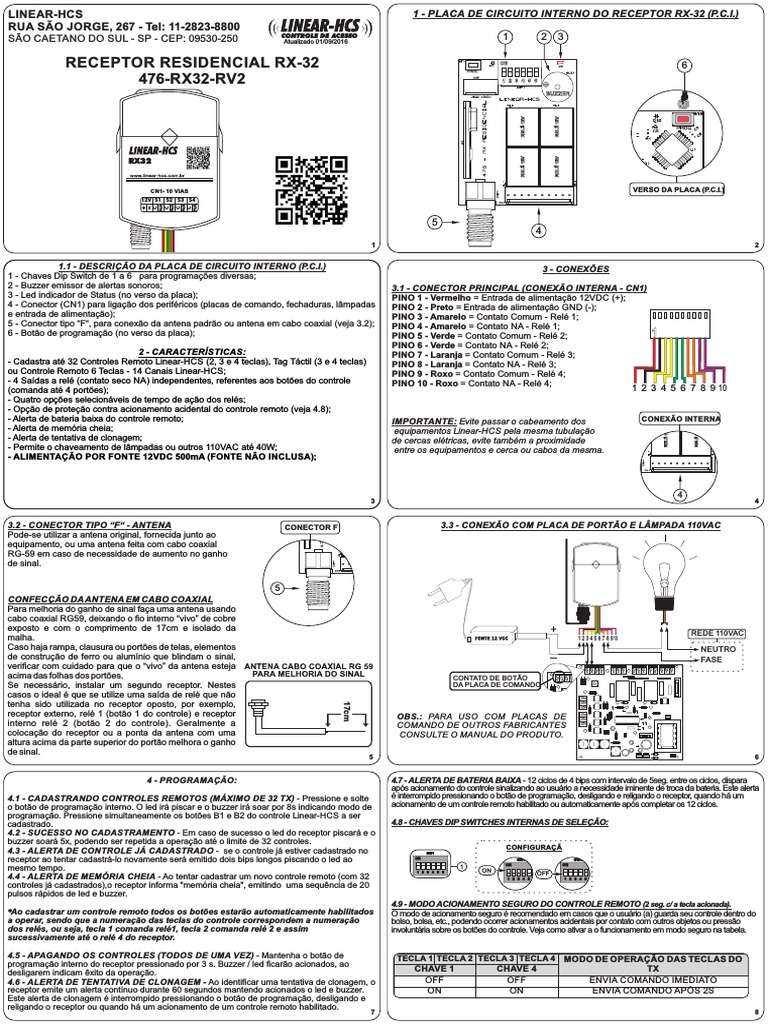 Guia Rápido Receptor Residencial Rx 32 Hw 476 | PDF