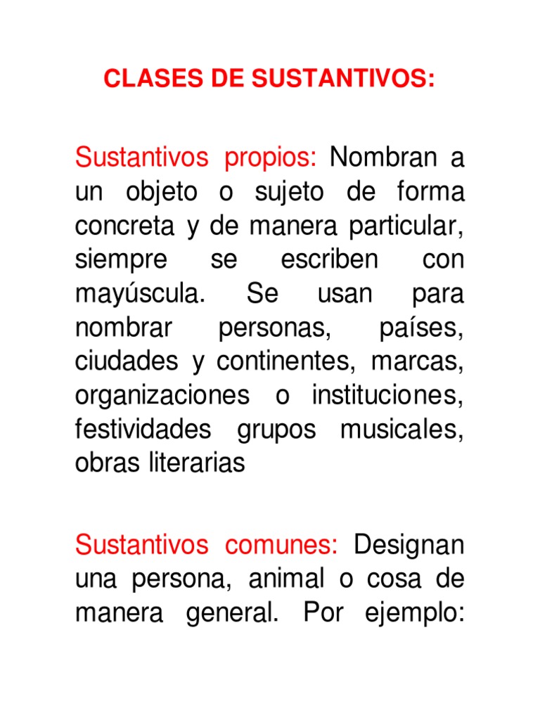 Clases de Sustantivos | PDF
