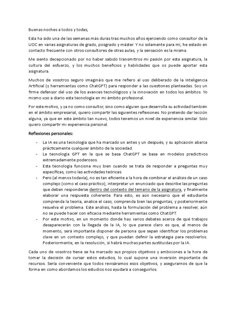 Reflexión PEC 3 | PDF | Inteligencia artificial | Inteligencia (IA) y ...