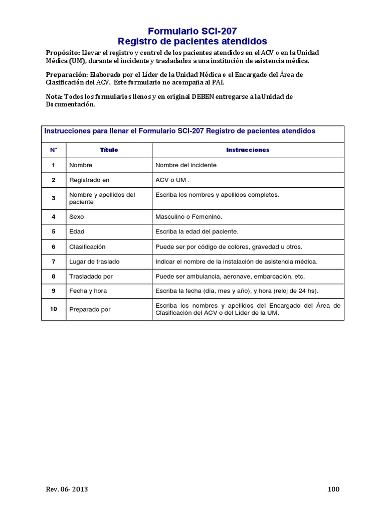 Formulario SCI - 207 | PDF