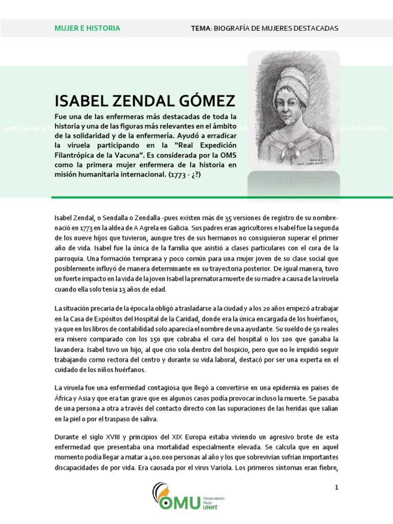 Isabel Zendall 1773 SF Enfermera Que Ayudo A Curar La Viruela ...
