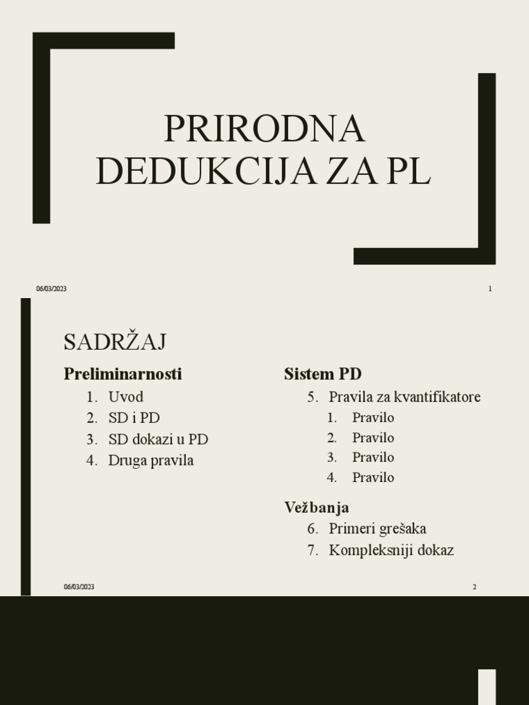 Prirodna dedukcija za PL | PDF