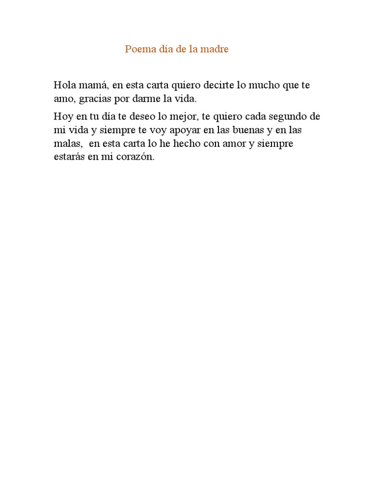Poema Dia de La Madre 1 | PDF