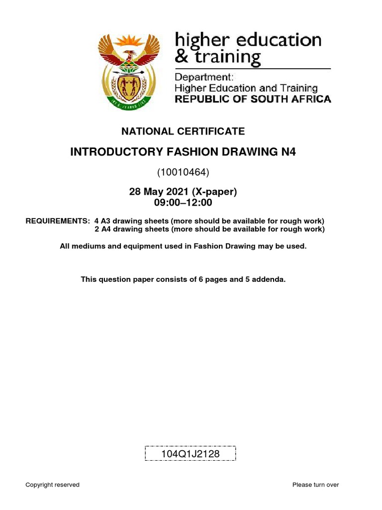 N4 Introductory Fashion Drawing June 2021 | PDF