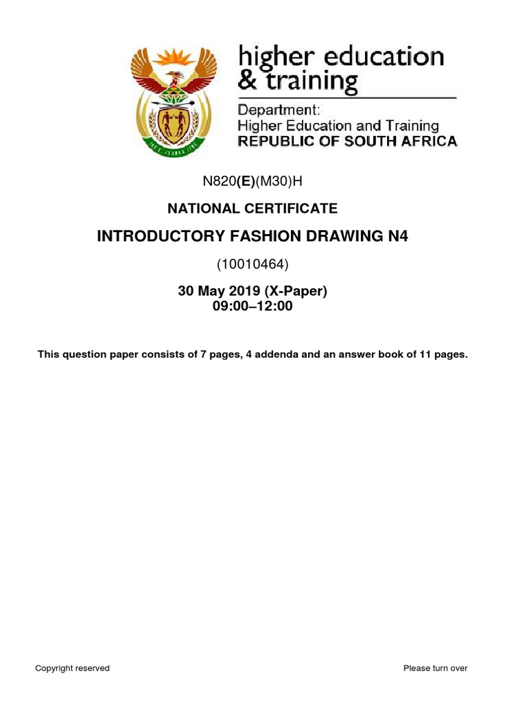 N820 - Introductory Fashion Drawing N4 QP June 2019 Edt | PDF
