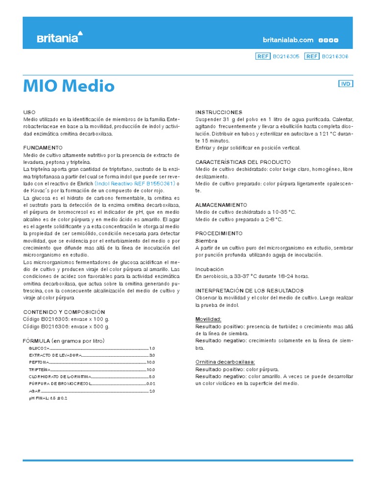 MIO Medio | Descargar gratis PDF | Química | Microbiología