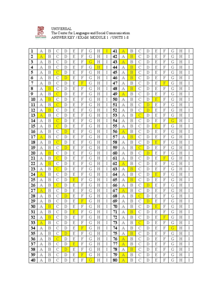 Module 1 Answer Key: Units 1-8 | PDF