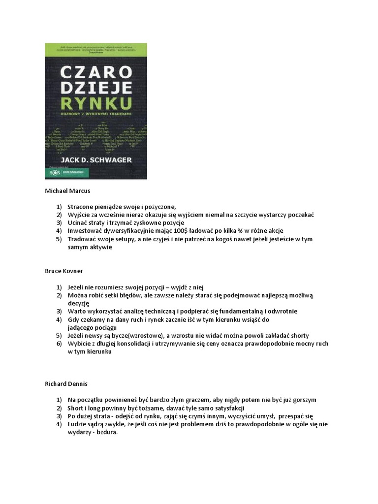 Czarodzieje Rynku Jack D. Schwager | PDF Czarodzieje Rynku Jack D. Schwager | PDF