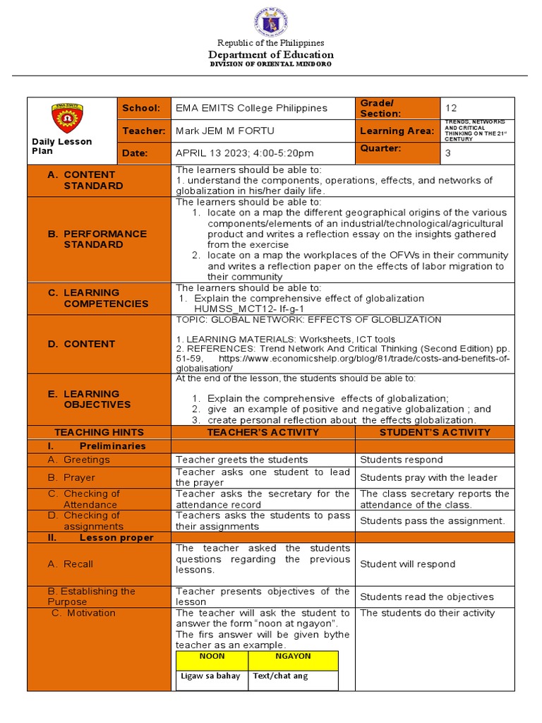 HUMSS - MCT12 - If-G-2 | PDF