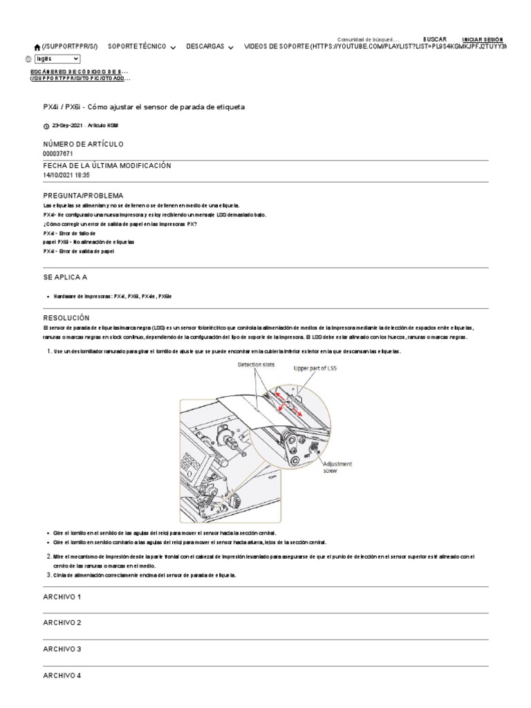 PX4i - PX6i - Cómo Ajustar El Sensor de Parada de Etiqueta | PDF