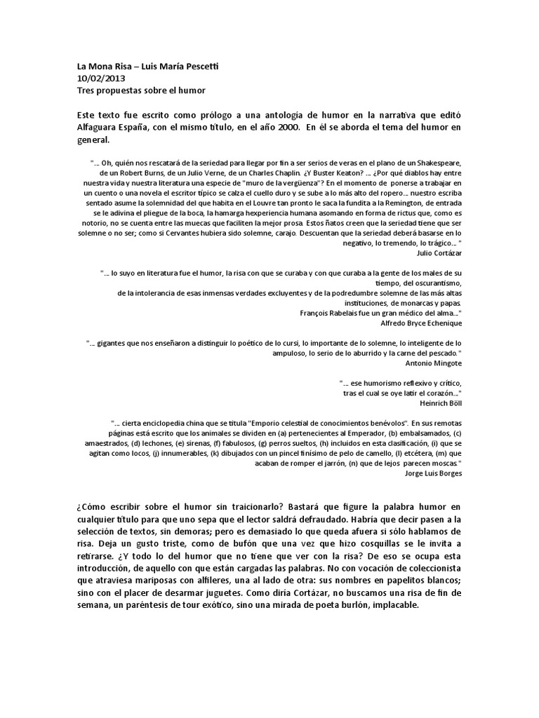 Luis María Pescetti - La Mona Risa | PDF