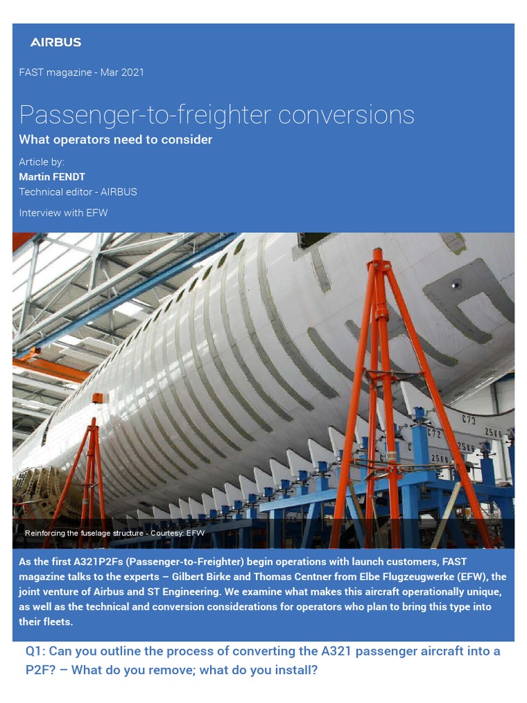 Airbus Passenger To Freighter Conversion Brochure | PDF | Flight Test ...