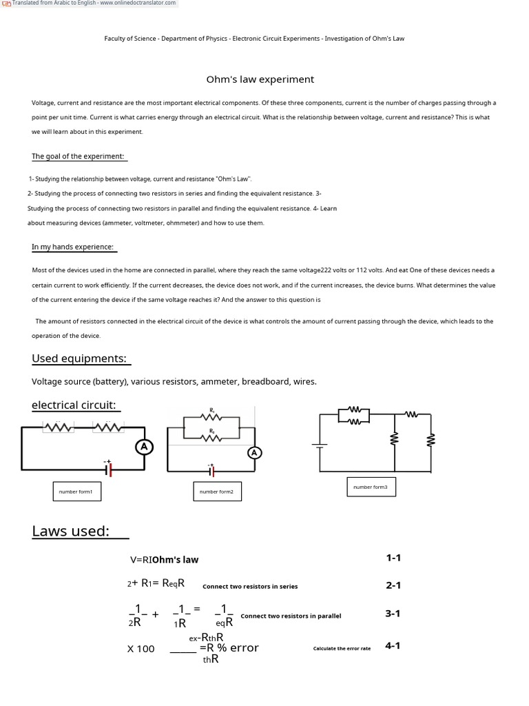 Physics Lab: Ohm's Law Experiments | PDF | Electrical Resistance And Conductance | Resistor