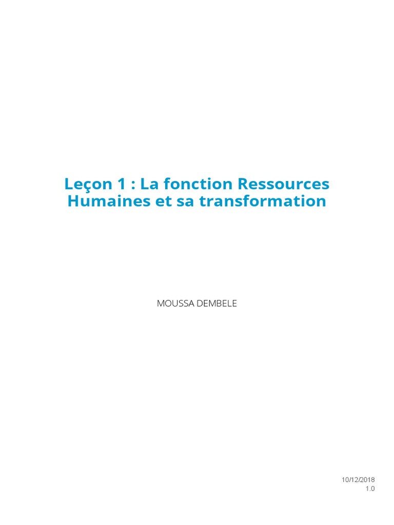 Transformation des Ressources Humaines | PDF | Évolution de carrière
