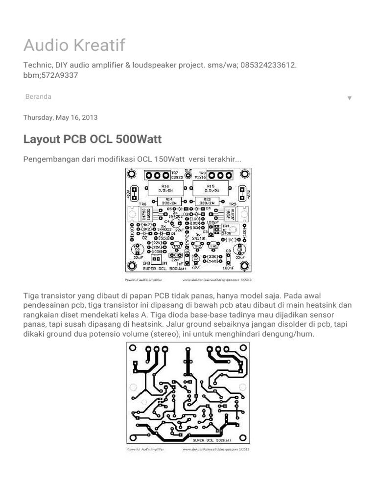 Layout PCB OCL 500watt | PDF | Griya & Taman | Sains & Matematika