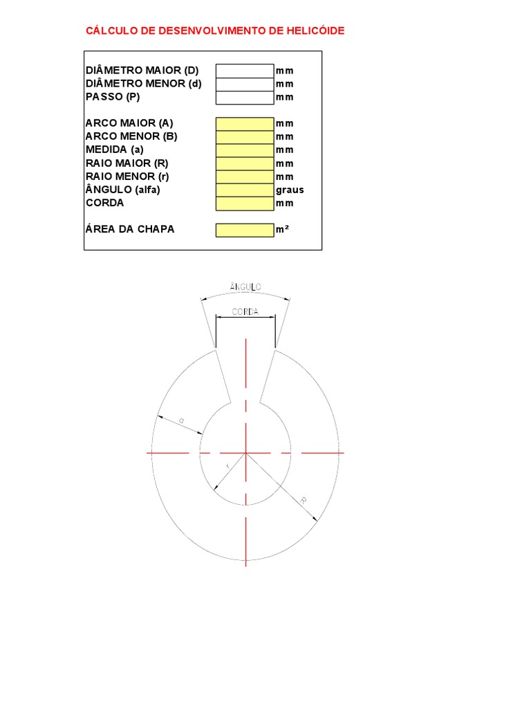 Cálculo de Desenvolvimento de Helicoide | PDF | Métodos e Materiais de ...