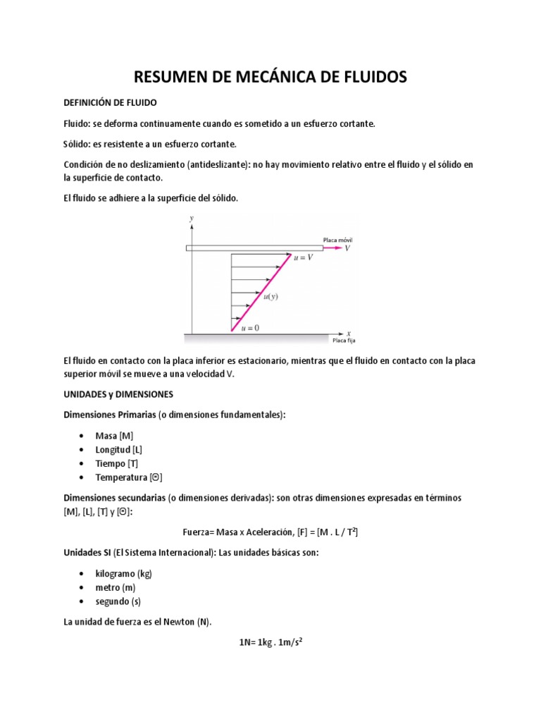 Resumen de Mecánica de Fluidos | PDF | Presión | Viscosidad