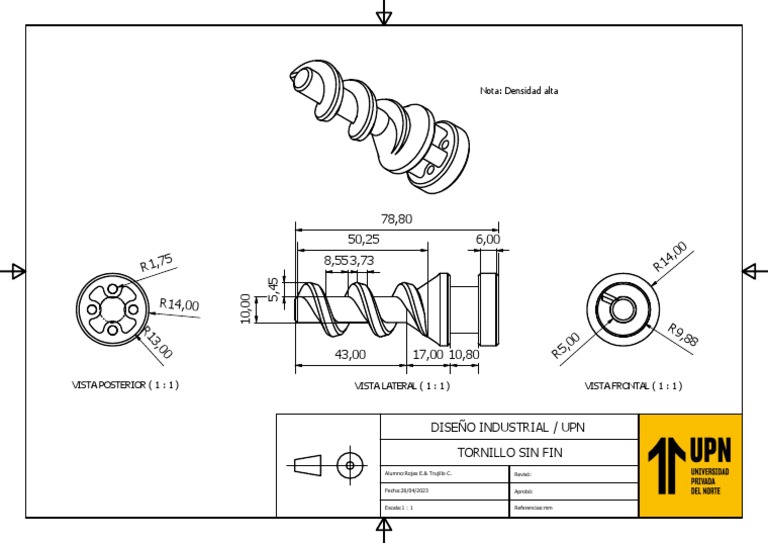Diseño Técnico de Tornillo Sin Fin | PDF