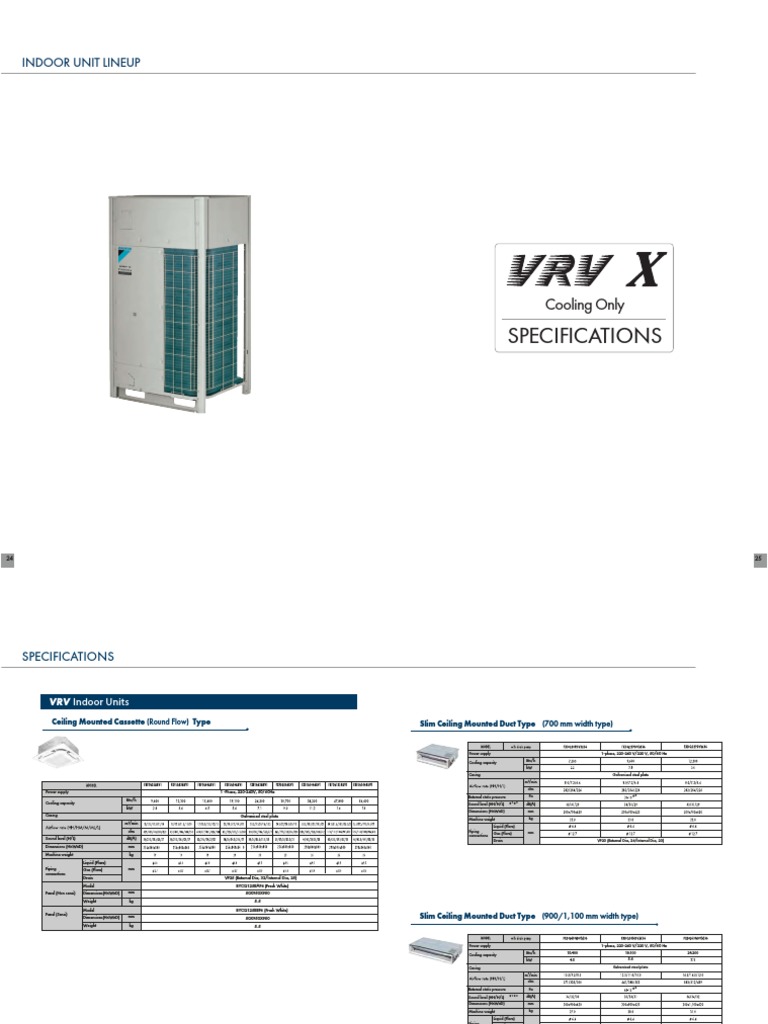VRV Daikin Indoor Units | PDF | Liquids | Pressure