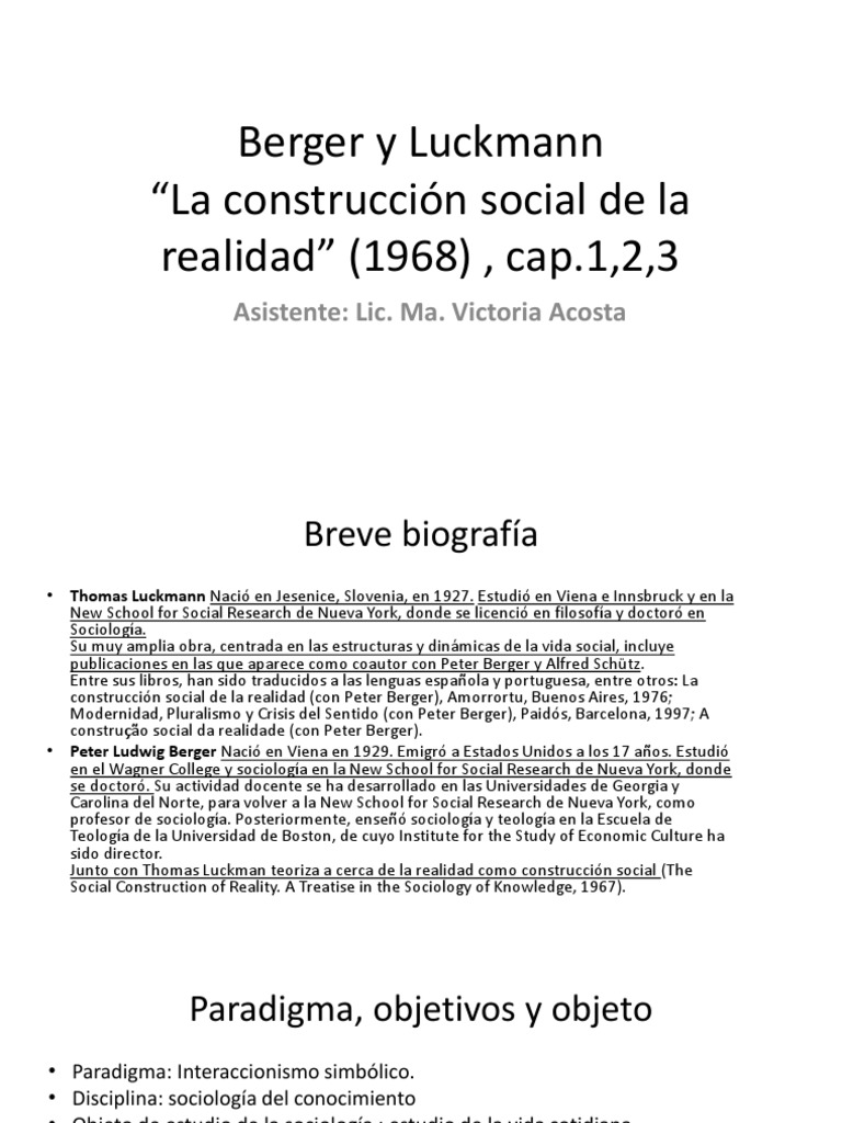 Berger y Luckman | PDF | Socialización | Realidad