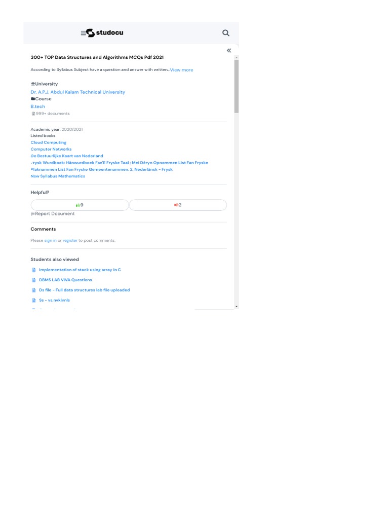 300+ Data Structures & Algorithms MCQs | PDF | Multiple Choice | Computer Science