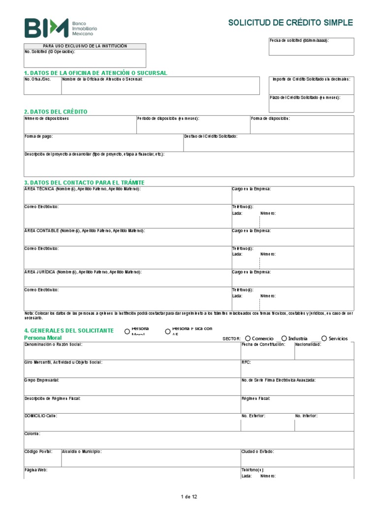 Solicitud de Crédito Simple | Descargar gratis PDF | Bancos | México