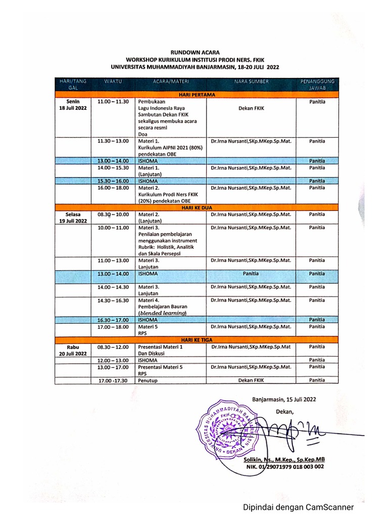 Rundown Acara Workshop OBE | PDF