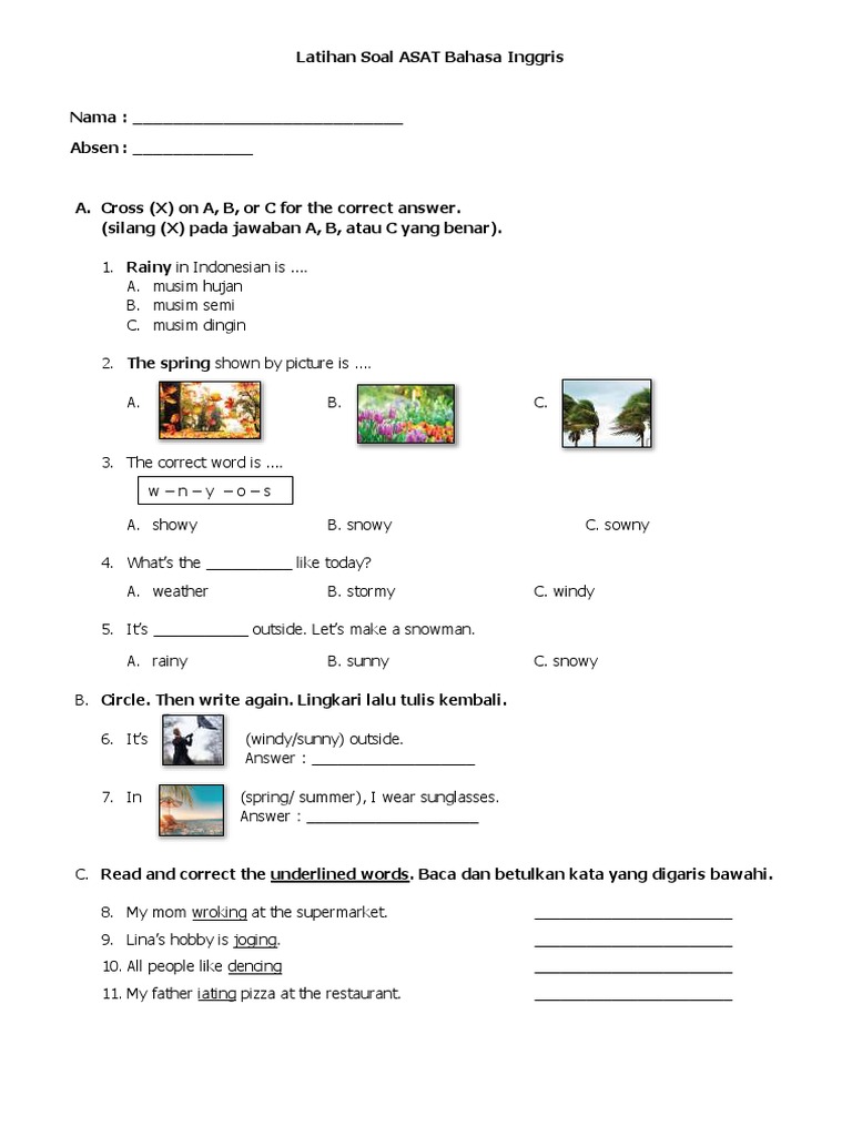 Latihan Soal ASAT Bahasa Inggris | PDF