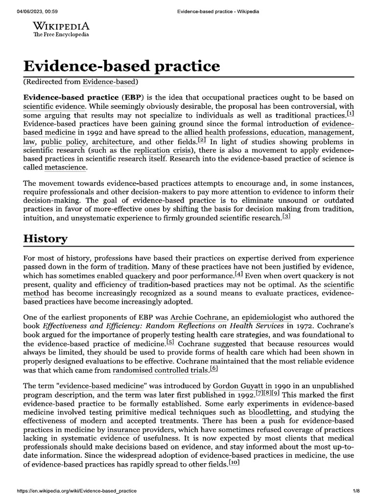 Evidence Based Practice (EBP) | PDF