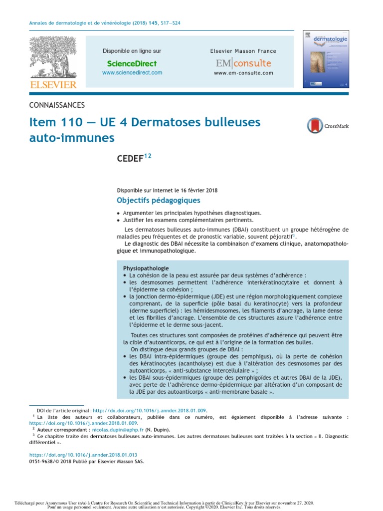 Dermatose Bulleuse Auto-Immune | PDF