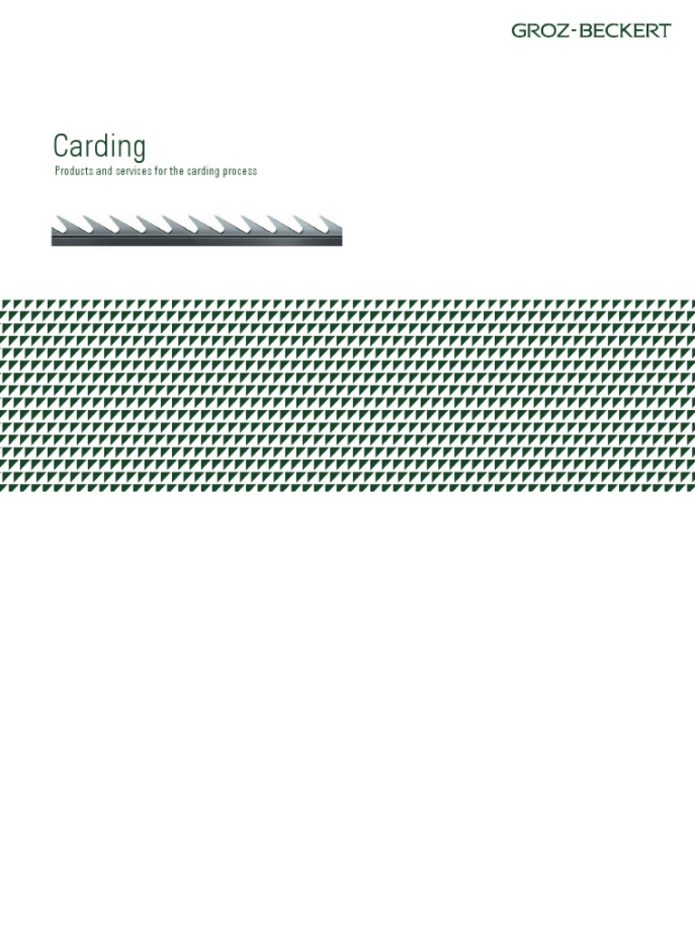 Carding | PDF | Textiles | Spinning (Textiles)
